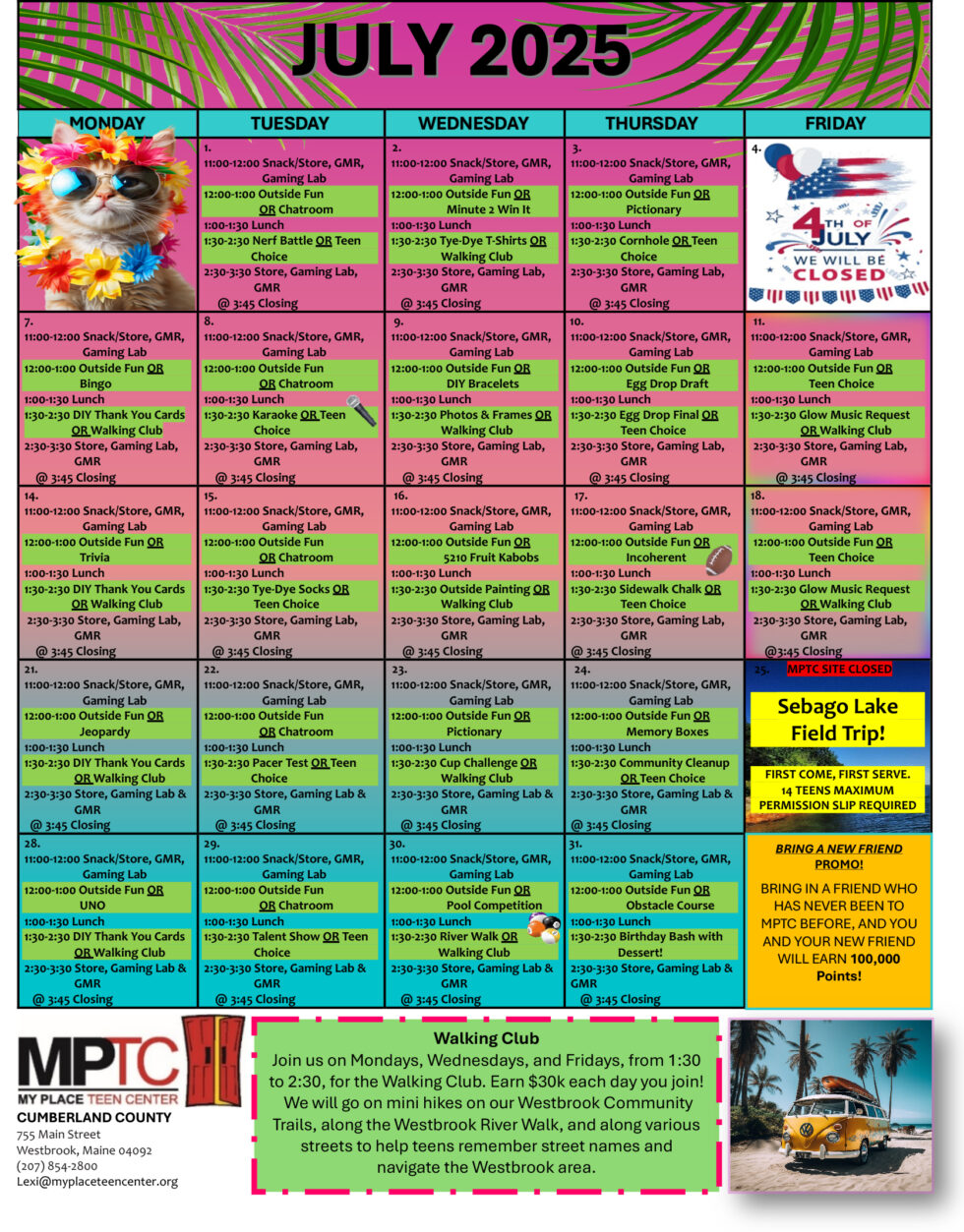 Calendar | My Place Teen Center